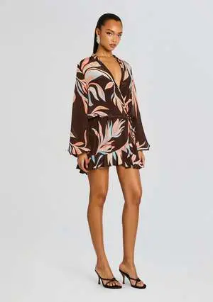 Rococo Sand Floral Print Front Wrap Mini Dress