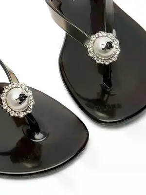 Casadei Pearl Embellished Flip-flops