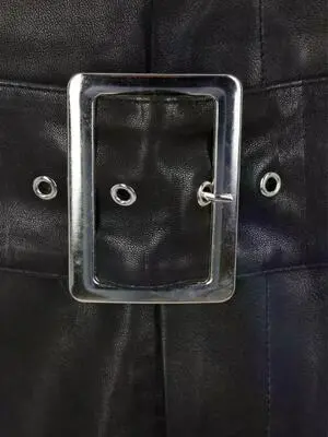 10 CORSO COMO Leather Wide-leg Trousers - Black