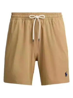 Polo Ralph Lauren Embroidered Drawstring Swim Shorts - Neutrals