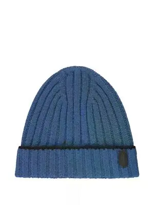 MOORER Ribbed Beanie Hat - Blue