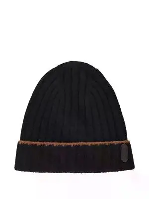 MOORER Knitted Line Beanie - Black