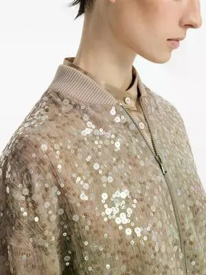 Brunello Cucinelli Sequin Embellished Bomber Jacket