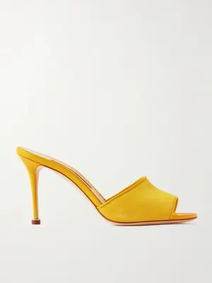 Manolo Blahnik Larache 90 Suede Mules - Yellow