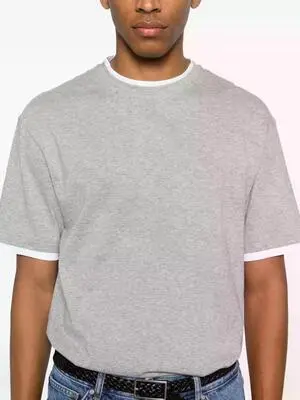 LARDINI Contrasting-trim T-shirt - Grey