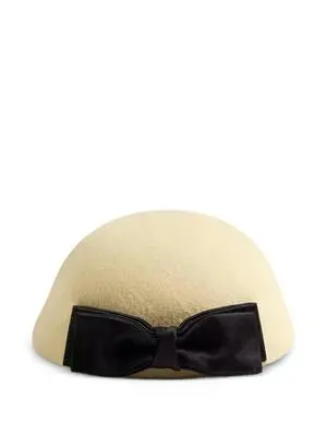 Valentino Garavani Vlogo Signature Lapin-fabric Hat With Satin Bow - Neutrals