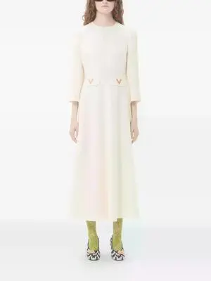 Valentino Garavani Midi Crepe Couture Dress With Gold Detail