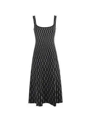 Staud Ellison Square-neck Knitted Midi Dress