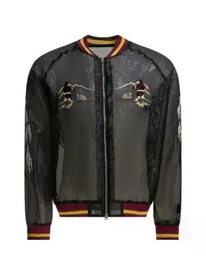 Kapital Embroidered Zip-up Coat - Black