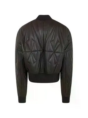MONCLER + RICK OWENS Leather Bomber Jacket - Brown