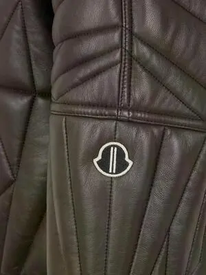 MONCLER + RICK OWENS Leather Bomber Jacket - Brown