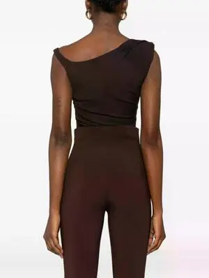 Elisabetta Franchi Draped One-shoulder Bodysuit - Brown