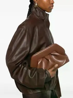 THEMOIRE Ruched Handle Clutch - Brown