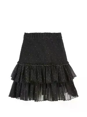 Black Tiered Midi Skirts