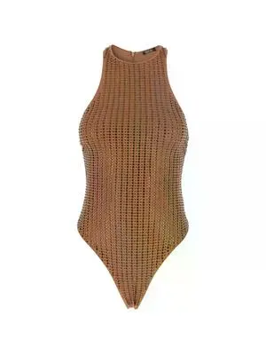 VENUJA Embellished Sleeveless Swimsuit - Brown