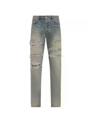 Amiri Distressed Snake Slim Jeans