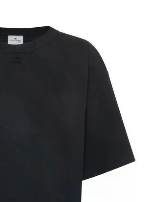 COURREGES Logo-embroidered T-shirt - Black