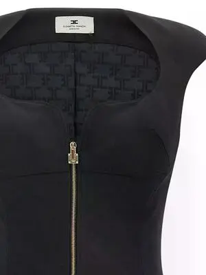 Elisabetta Franchi Sweetheart-neck Zip Midi Dress - Black