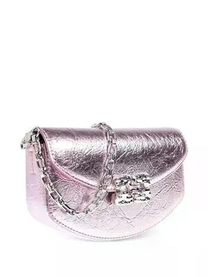 GANNI Lulu Wallet On Chain In Metallic - Pink
