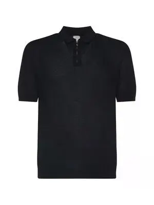 Eleventy Zip-up Short-sleeve Polo Shirt - Blue