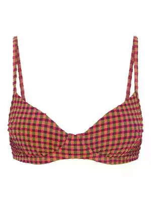 The Upside Aliki Heidi Checked-pattern Bikini Bra - Pink