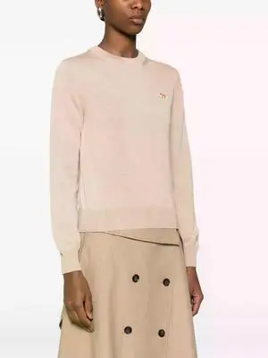 Maison Kitsuné Fox Appliqué Crewneck Sweater - Neutrals