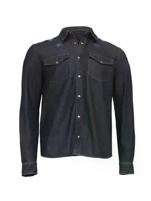 Givenchy Star-embroidered Button-down Denim Shirt