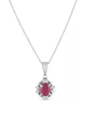 LB EXCLUSIVE Diamond And Ruby Platinum Pendant Necklace - Silver