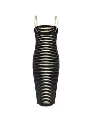 Elisabetta Franchi Striped-pattern Chain-strap Midi Dress