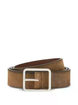 Boggi Milano Suede Belt With Silver-tone Buckle - Brown