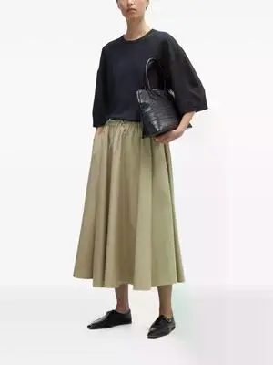 CORDERA Drawstring A-line Midi Skirt