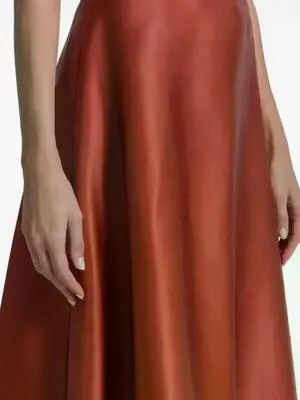 Alberta Ferretti Silk A-line Midi Skirt - Orange