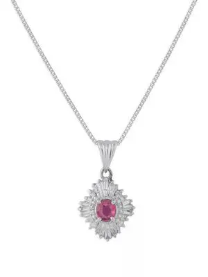 LB EXCLUSIVE Diamond And Ruby Pendant Necklace - Silver