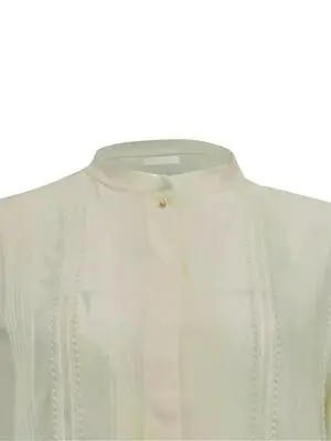 Chloé Embroidery-trimmed Long-sleeve Blouse