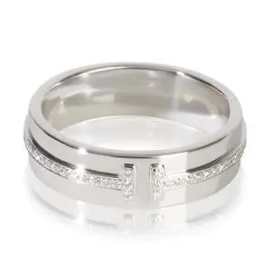 Tiffany & Co. 18k White Gold Diamond T Wide Ring - White_gold