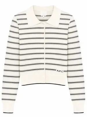 A.p.c. Striped Cardigan With Polo Collar - Multicolour