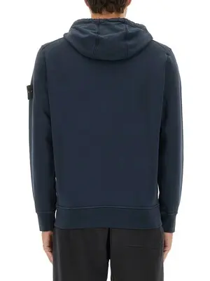 Stone Island Hooded Sweatshirt With Logo - Blue