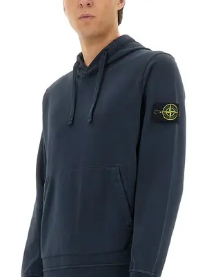 Stone Island Hooded Sweatshirt With Logo - Blue