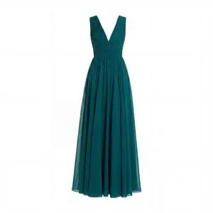 Mac Duggal Sleeveless Ruched V-neck Chiffon Gown - Teal