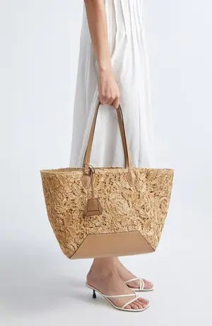 JIMMY CHOO Diamond Raffia Tote
