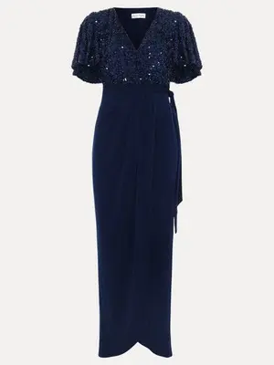 PHASE EIGHT Sequin Wrap Maxi Dress