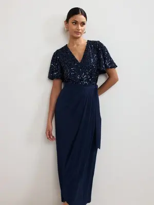 PHASE EIGHT Sequin Wrap Maxi Dress