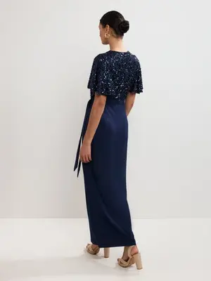 PHASE EIGHT Sequin Wrap Maxi Dress