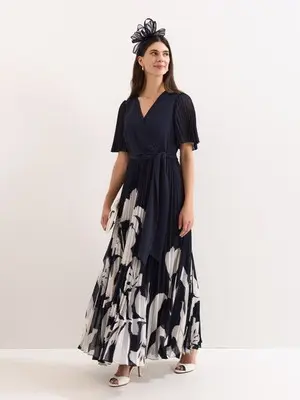 PHASE EIGHT Abigail Floral Print Maxi Wrap Dress - Navy