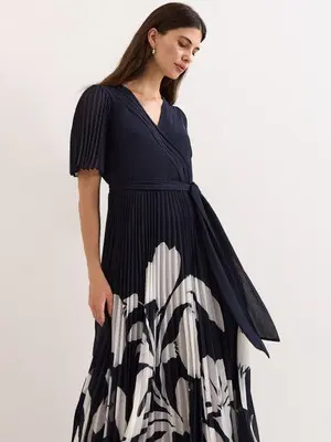 PHASE EIGHT Abigail Floral Print Maxi Wrap Dress - Navy
