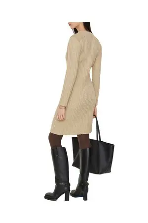 Burberry Wool Cashmere Rib-knit Dress - Hamper Beige