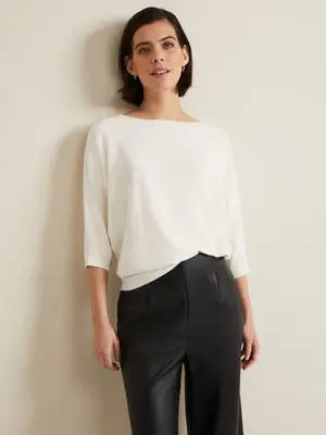PHASE EIGHT Cristine Slash Neck Knit Jumper - Ivory