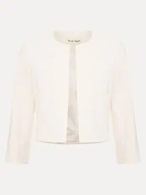 PHASE EIGHT Cropped Round Neck Jacket With Three-quarter Sleeves - Cream
