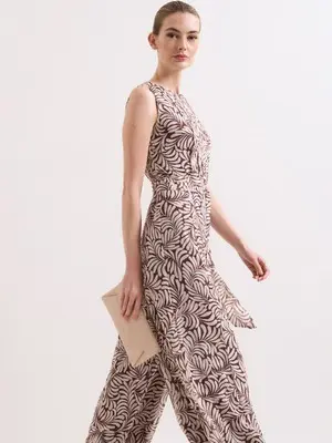 PHASE EIGHT Janine Leaf Sleeveless Jumpsuit - Latte