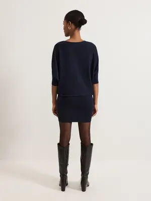 PHASE EIGHT Becca Batwing Knitted Dress - Navy